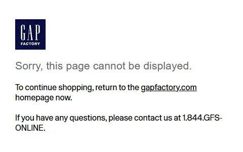 Is Gap Factory down? See if Gapfactory.com is not working or has problems